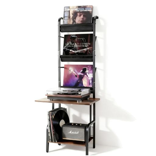 【垂直設計で楽な操作】:このレコードラックの全体サイズは、35.05cm(長さ)x29.97cm(幅)x144.02cm(高さ)です。垂直空間を巧みに活用するデザインは、占有面積を効果的に削減するだけでなく、かがむことなくレコードを楽に取り...