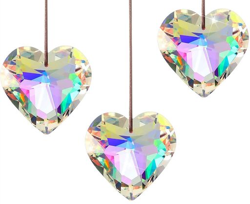 豊富な数量:クリスタルピーチハートプリズムペンダント3個入り。それぞれにロープが付いています。 壊れにくい:この人工クリスタルプリズムレインボーペンダントは高品質のビニール素材で作られているため、ペンダントは丈夫で壊れにくく、装飾が長持ちし...