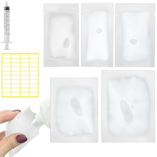 【100枚入り】容量は1ml、2ml、3ml、5ml、10mlのコンパクトパウチ容器は全部で100枚入り、数が多く、使い捨てで、シャンプーやボディソープ、スキンケア用品などを入れるのにも最適です 【簡単で便利】液体を直接入れたりシリンジを使...