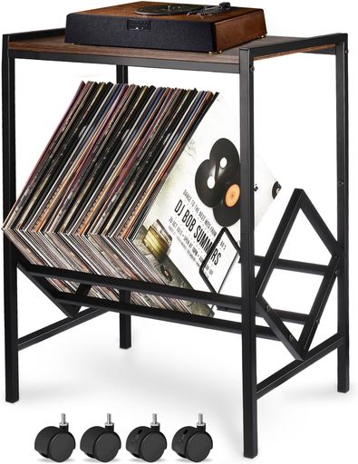 [SYZHXHKL]【効率的なビニールレコードオーガナイザー】レコードプレーヤースタンドにはレコード収納が付いており、最大80LPまで簡単に収納でき、V字型のデザインでレコードに簡単にアクセスできます。お気に入りのコレクションを失ったり、何...