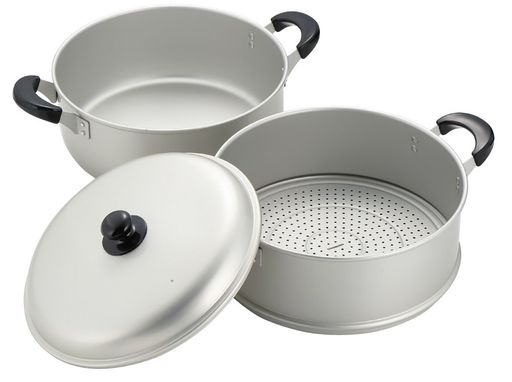 メーカー型番:H-2419 サイズ(約):幅435x奥行315x高さ305mm 本体重量(約):1.64kg 材質:本体・蓋・目皿/アルミニウム合金(アルマイト加工)、取っ手・蓋つまみ/フェノール樹脂(耐熱温度150度) 原産国:中国 底の...
