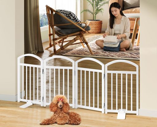 【子犬に最適】:開口サイズ:長さ120cm、高さ50cm。このペットゲートは、便利なまたぎ越えデザインで、小さなペットの動きを効果的に制限しつつ、大人や高齢者が簡単に通り抜けられるように設計されています。バー間の間隔は3.5cmで、バーの間...