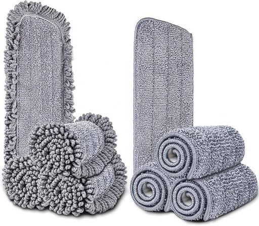 【マイクロファイバー取り替えパッド6個】42.49 cm x 17.53cmサイズ3個、40.99cm x 13.99cm3個、ご自由に選択できま1す。高品質な繊維を使用、何度でも再利用可能です。乾式使いと湿式使い可能で、ゴミ、埃、髪などを...