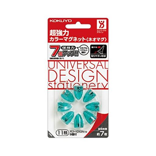掲示物をじゃましないピンタイプの強力マグネットです。 つまんで傾けると軽く取り外すことが出来ます。 【寸法】直径11x16mm 【入り数】8個 【材質】 本体:R-PS40%、マグネット:ネオジウム