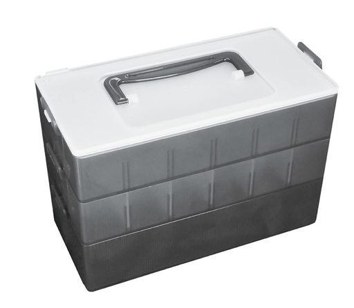 本体約209mmx104mmx141mm 1段目約209mmx104mmx53mm/2、3段目約209mmx104mmx44mm 素材:PP(ポリプロピレン) たくさんの工具や接着剤をこれ1つで持ち運んで使用することができ、3段で構成された...