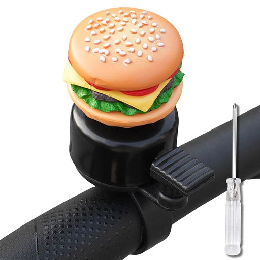 サイズ:ハンバーガー/フライドポテト/サンドイッチのかわいい食べ物自転車ベル(2.2cm/0.87インチに適合)直径22mm/0.866インチの自転車ハンドルバーに適合します。ベルを固定するためのシンプルなプラスドライバーを使用して、わずか...
