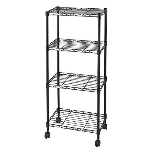 サイズ(約):幅45.5x奥行29.5x高104cm 重量(約):4.65kg 全体耐荷重(約):120kg、ラック棚一枚耐荷重(約/枚):30kg 材質:本体、キャスターフレーム:スチール(紛体塗装)/ポールトップキャップ、キャスター:P...