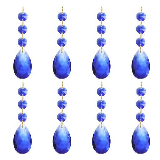 カラー:ブルー;素材:ロック水晶;ティアドロップビーズサイズ:38x22x12mm/1.5x0.87x0.47インチ(長さx幅x厚さ);オクタゴナルビーズサイズ:14mm/0.55インチ;全長:100mm/3.94インチ;パッキングリスト:...