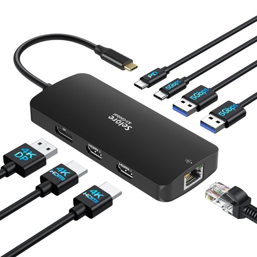 【8in1USBCドッキングステーション】この多機能ドッキングステーションhdmi2つは2x4KHDMIポート(4K@60Hz)、Displayportポート(4K@60Hz)、LANポート(ギガビット(1000BASE-T))、PDPor...