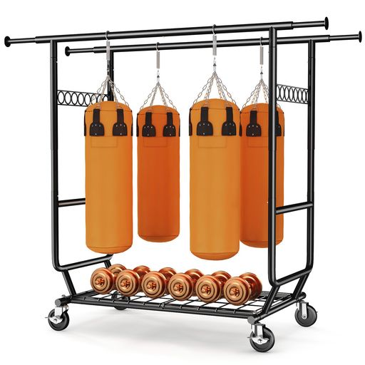 【耐荷重275KG】自立型物干しラックは、水、錆、腐食、引っかき傷からの保護を強化するために、耐久性がある高品質の金属で作られています。275kgまで収納できます。靴と荷物の保管用の下部棚は90kgです。余分な衣類をすでに保管できます。 【...