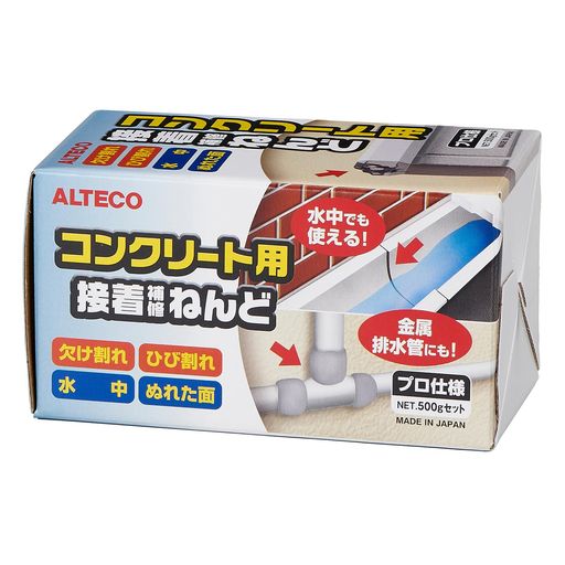 コンクリートの欠け割れ、ひび割れ補修・充てん A剤:変成エポキシ樹脂 B剤:変成ポリアミン 重量:500g 色:灰