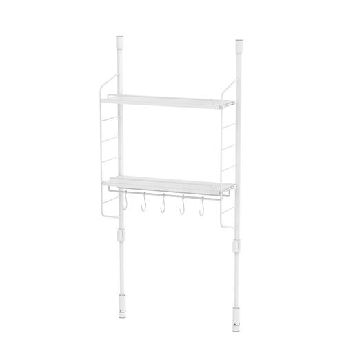 【外寸サイズ】幅39.5x高70~105x奥行14.5cm 【耐荷重】6kg(棚1段あたり3kg)【本体重量】1.7kg 【カラー】マットホワイト【取付簡単】工具不要。ポールを突っ張ってパーツを掛けるだけの簡単仕様。 【材質】〈支柱〉鉄・エ...