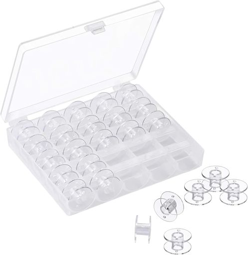 【サイズ】125個ボビン:2x1.1cm21個収納ボックス:12x10x2.7cm3収納ボックス内部:2.2x1.3cm 【上質な材質】ボビンは高品質プラスチック製、変形しにくい、繰り返し使える、実用性が高い。丈夫なプラスチック製のケースな...