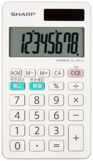 表示桁数:数字8桁 電源:本体組込太陽電池・DC1.5Vアルカリボタン電池LR1130x1個 計算機能:加減乗除・定数計算・メモリー計算・パーセント計算・べき乗計算・逆数計算・税計算 自動節電機能:約7分 質量:約41g電池含む、手帳型ケー...