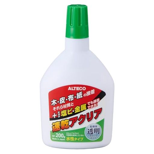 木、皮、布、紙、発泡スチィロール同士の接着に 原産国:日本 容量:200g 種類:水性形接着剤 乾燥後:透明