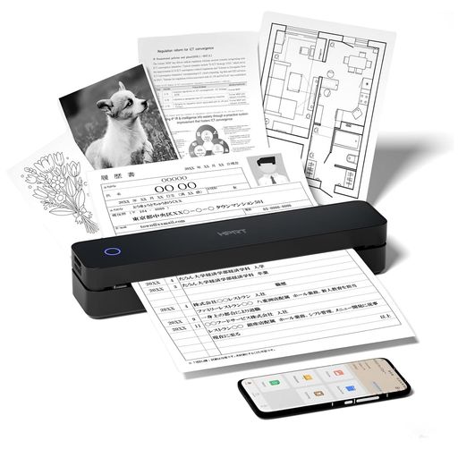 ビジネス学校現場出張自宅 【軽量コンパクト、どこでも印刷可能】この小型モバイルプリンターはシンプルでコンパクトなデザインを採用し、サイズはわずか266x55x47mm、本体重量500gで、ペットボトル1本分の軽さ。内蔵の2000mAh高性能...