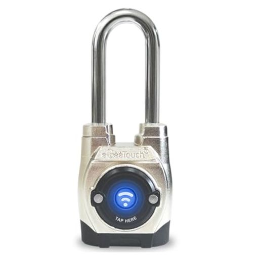 南京錠型スマートロックモバイルアプリAndroid、iOSに対応BT接続してアプリで解錠・施錠NFCタグで解錠防塵防水等級:IP66スコール(大雨)や台風にも強い。USBポートからも水滴が入る心配がありません。耐塩水性試験(米国材料試験AS...