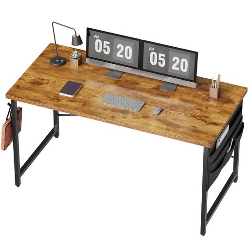 【大きな作業と収納スペース】机の上は大きいのでパソコンと周辺機器を並べて置くことができ、手元がゆったり使える広さがあります。デスクは丈夫な収納袋とフックが付いておりますので、書類、カバン、ヘッドフォンなどの収納がとても便利になり、天板がすっ...