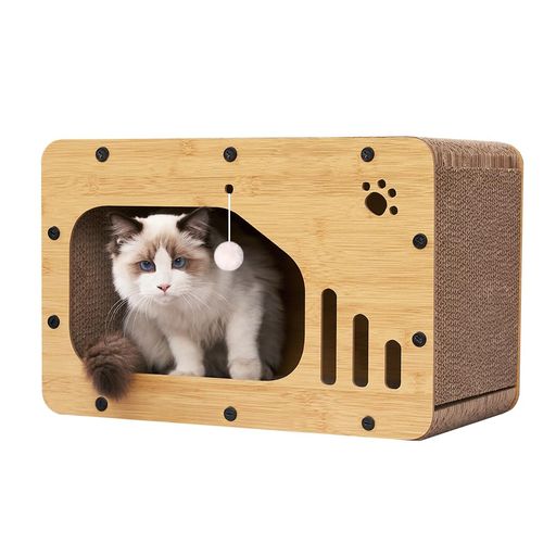 スクラッチ 猫ベッドと猫爪研ぎハウス2in1デザイン:猫爪研ぎハウスは休息や昼寝のための猫隠れ家だけでなく、運動や遊びのための猫爪とぎハウスとしても機能します。猫つめとぎハウスは、猫が伸びたり、引っ掻いたり、這ったりする理想的な運動の機会を...
