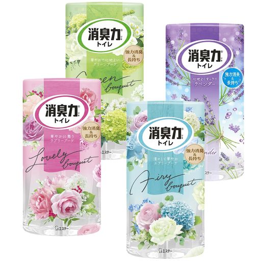 【トイレ用 香りアソートパック】トイレの消臭力 香り4種類のセットです。 【すっきり香る 消臭長持ち】消臭された空間に、香りがしっかり広がります。 【ナノパウダー※配合】 すばやく強力に空間を消臭。※ナノレベルの孔(あな)を持つ、悪臭を吸着...