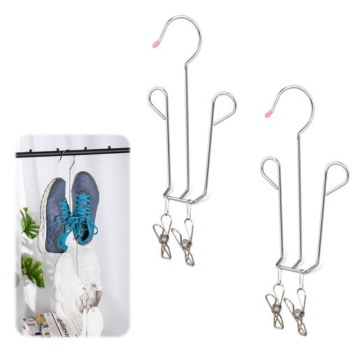 【縦に連結可能、スペースを節約】シューズハンガーのフック部分は上部と下部を垂直に接続でき、スペースを効果的に活用できます!こうすれば、同時により多くの靴を干すことができ、多くのスペースを節約できます。シューズハンガーはコンパクトで、重量が軽...