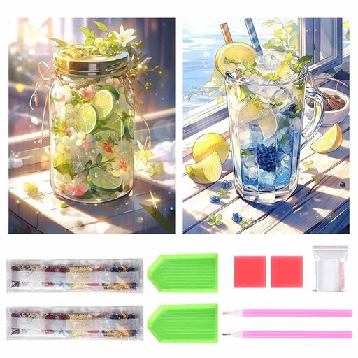 🍹セット内容:ダイヤモンド絵画セット2セット(フレームを含まない)、ダイヤモンドセット+ダイヤモンド粘筆+プラスチックトレイ+油絵布+粘土糊各2点を含む、および分注袋数個。油絵布サイズ:約30x40cm、操作サイズ:約25c...