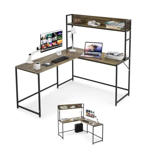 【広々とした天板・作業スペースがたっぷり】幅150x奥行50cmの大型天板を備えたlL字型パソコンデスクには、十分な作業スペースがあります。ワンルームマンションに住んでいるお客様でも、あまりスペースを取られていると感じることはありません。広...