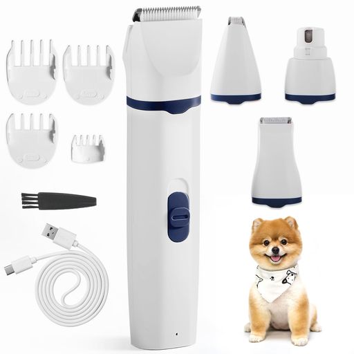 ペット用 【4in1多機能ペットバリカン&amp;簡単操作】犬用バリカンは、4つの交換可能なトリミングヘッド(全身カット用、部分カット用、犬 バリカン 足裏用、爪研ぎ用)を備えており、犬、猫、ウサギなどのペットの全身・足裏・耳周り・顔・お尻...