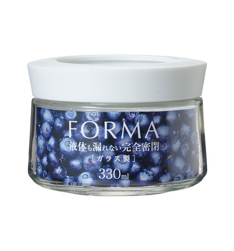 サイズ:外径100x高さ73mm 容量:330ml 材質:本体/ソーダーガラス、フタ/PP、パッキン/シリコーンゴム