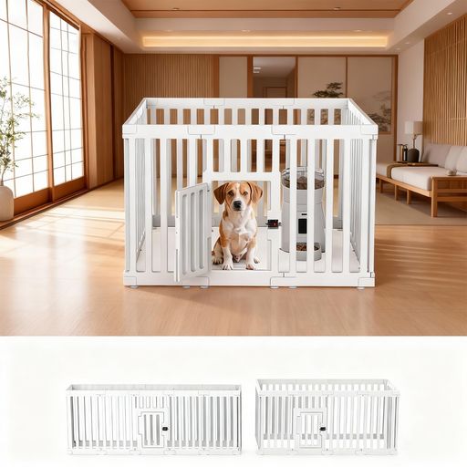 インドア 組み立て簡単、収納も便利:この犬用フェンスは、パネルをコネクタに差し込むだけで設置完了。工具不要で誰でも簡単に組み立て可能。下部コネクタに吸盤が付き、滑りやすい床でもしっかり固定。使わない時はパネルを重ねて、省スペースに収納できま...
