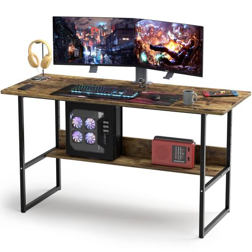 ✅【商品詳細】➤完成品サイズ:幅150x奥行60x高さ75cm➤天板:メラミン化粧板天板中身:パーティクルボードフレーム:スチール(粉体塗装)➤【総耐荷重:65kg】天板:50kg収納棚:15kg➤お客様組み立て式(組立の目安:30-60分...