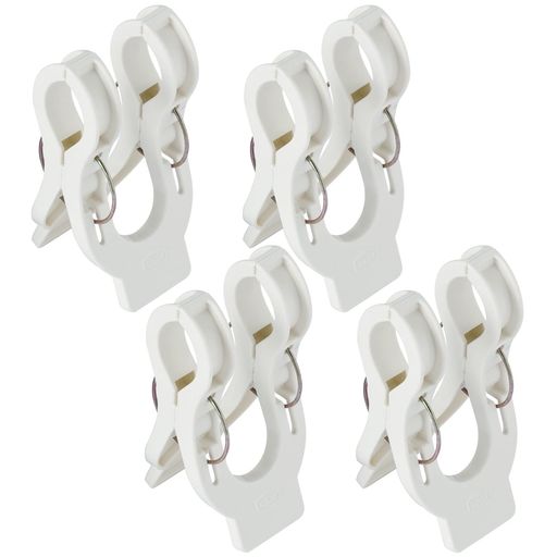 竿をしっかりとはさみ落下や移動を防止します 高い位置にも片手で取付けできるピンチタイプです 4個入り (商品サイズ)幅約7x奥行約7x高さ約13cm。(製品重量)約47g。