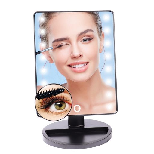 【LEDライト化粧ミラー】:内蔵の16個のLEDライトは、暗い場所や弱い光の場所での使用に非常に役立ちます。LEDライトが均等に顔を照らし、影をなくし、化粧ムラ防止になります。暗い部屋でも細かいところまで映ります。更に、LEDライトもスペー...