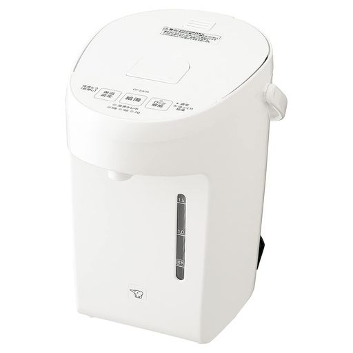 電気ポット新容量すこし小さめ「2.0L」サイズ 3段階の保温設定が可能。ミルク作りに便利な「70°C保温」も。 電気ケトルが置ける幅があれば設置可のコンパクトサイズ。 少量をゆっくり注げる「ゆっくりカフェドリップ給湯」