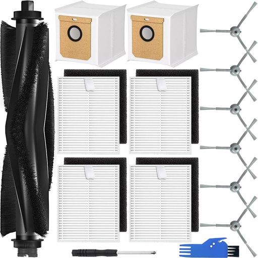 互換性のあるモデル:Eufy用クリーンL60/L60SES/L50/L50SES/L60ハイブリッド/L60ハイブリッドSESロボット掃除機の交換部品キット V字型ローリングブラシ:V字型ウェーブデザインのメインローラーブラシは、ホコリをよ...