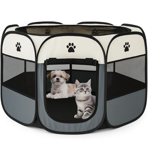 アウトドア 【ワンタッチ設置可能!折り畳みペットサークル!】パッと広げて、5秒程度で手軽に設置でき、展開する時は73*73*47cmのゆったりサイズで大型犬も楽々に使用可能です。使わない時はコンパクトに折りたためて収納でき、本体は0.66k...