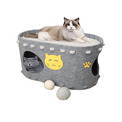 インドア 【フェルト素材】良質なフェルト素材で作られ、吸音、断熱、保温やクッション性に優れている点が挙げられる。猫の縄張り意識に合わせて、猫ちゃんに静かで信頼性と安全性の高い空間を提供し、自由にジャンプしたり遊んだりすることができます。 【...