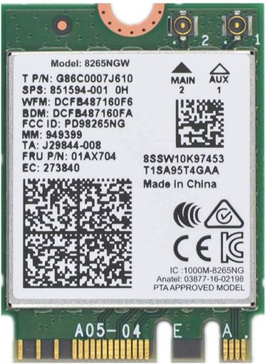 DualBandWireless-AC8265NGW;AdvancedlowpowerconsumptiontechnologytoextendPCworkingtime MaxDataThroughput:2.4GHz300Mbps(40...