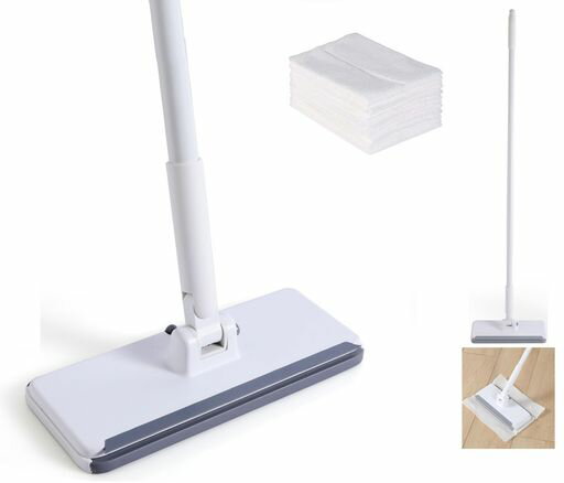 【フロアワイパー基本情報】フロアワイパー本体のサイズ:幅24cm*長122cm。フロアワイパーの重量:400g。フロアワイパーのカラー:ホワイト。【フロアワイパー詳細】:フロアワイパー本体1個、ドライシート:10枚。 【自動で雑巾を挟むモッ...
