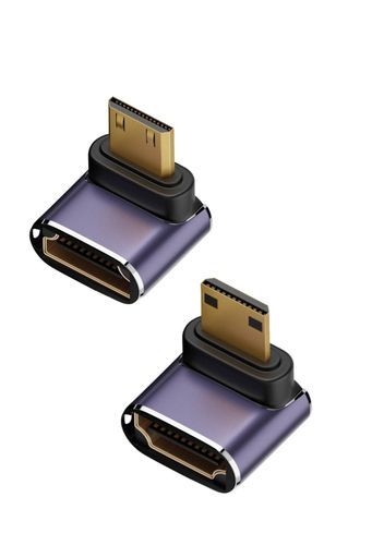 【L字型MiniHDMItoHDMI変換アダプタ】これはL型miniHDMIオスtoHDMIメスアダプタです、お使いのデバイスのMiniHDMIポートであることをご確認ください。 【高品質素材】サビ防止と耐信号劣化の金メッキプラグ、金メッキ...