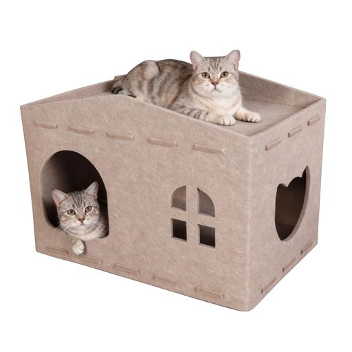 1 【多頭飼い対応】複数の猫ちゃんが同時に遊べる、お家型のフェルト製猫ハウス。隠れ家・ベッド・爪研ぎ・遊び場が1台に集約され、猫ちゃんの快適空間を作れます。 【通気性抜群&amp;熱中症予防】通気性の良いフェルト生地を採用、風通しが良くムレ...