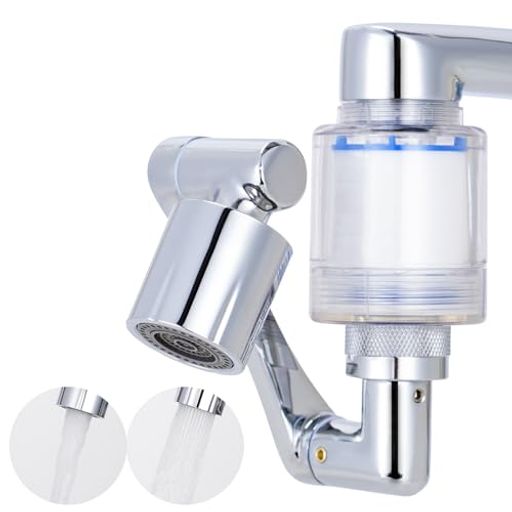 【2種類出水モード】浄水器はシャワーと柔らかい泡沫吐水の2種類で簡単に片手で切り替え、ヘッド先端部に深めのV字カットがほどこしてあり、濡れた指でも掴んで回転できます 【1080度自由回転】1080度回転可能な設計で、ヘッドの向きが変えて水流...