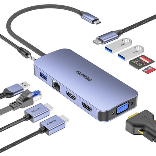 ✅【11in1 即時拡張】HDMIx2/VGA/USB3.0x3/SD&amp;TFカードリーダー/GbE/85W充電を1つのUSB-Cで実現。軽量コンパクトで外出先のプレゼンやマルチディスプレイ設定に最適。 ✅【3画面同時出力】MST技術...
