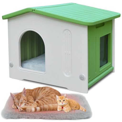 広々とした空間:大型猫ハウスのサイズは幅52.8cmx奥行き41cmx高さ42.9cm(20.8インチx16.1インチx16.9インチ)。体重15ポンド(約6.8kg)までの猫1~2匹をゆったり収容できます。 緊急脱出口デザイン:野良猫ハウ...