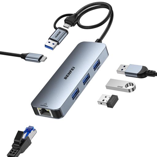 ✅【特徴】BENFEIUSBType-C/Type-Aネットワークアダプターは、USB-Cデバイスと有線ネットワーク間のプラグアンドプレイギガビットイーサネット接続を提供し、3つの追加USB3.0ポートでノートパソコンを拡張します。5V/2...