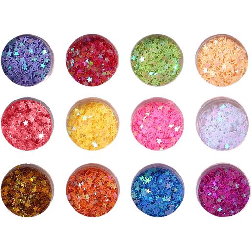 星型ネイルスパンコール12色セット。あなたの好みのデザインを自由に楽しめます!​ かわいい星の形で、自然な存在感で指先を可愛らしく彩ります。 角度が異なれば、きらめき効果も異なります。目を引く存在感を演出します。​ ネイルアートはもちろん、...