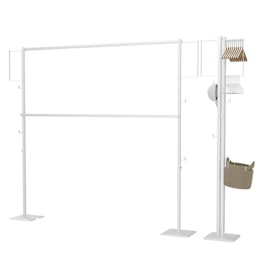 【大容量設計&amp;上下2段式】この一台で通常のハンガーラックより多くの洗濯物が掛けられます!耐荷重20kg。高品質高強度の金属製で、変形しにくい。冬の重いコートやジャケットも安心して掛けられます。物干しとしても使えます。支柱には多目的フ...