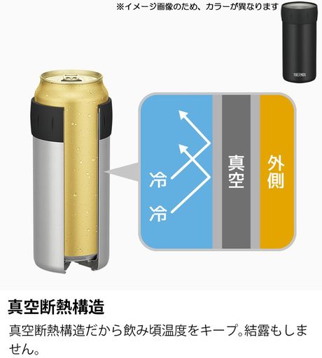サイズ(約):幅7.5x奥行7.5x高さ15.5cm 本体重量(約):0.2kg、適応サイズ:500ml缶用 素材・材質:本体/ステンレス鋼 (アクリル樹脂塗装)、ラバーリング/シリコーンゴム 生産国:中国