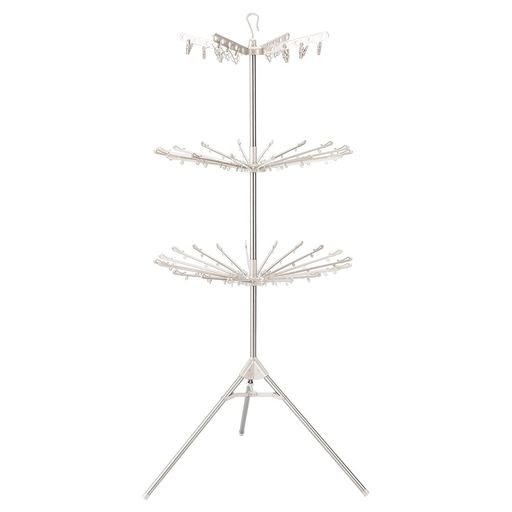 使用時サイズ:幅88x奥行88x高さ187cm、収納時サイズ:幅11.5cmx奥行11.5cmx高さ220cm、重量:約1.8kg 素材・材質:パイプ部/ステンレス巻きスチールパイプ、樹脂部/ポリプロピレン 原産国:中国 耐荷重:約10kg