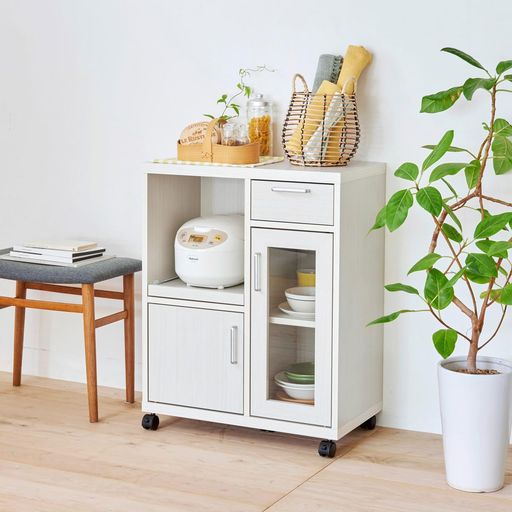 【商品説明】シンプルであきのこないナチュラルな木目柄のフルニコシリーズ。FUL-8065SL WHは一人暮らしにピッタリなキッチンワゴン 食器収納。天板の耐荷重は25KG、キャスター付きです。白井産業の他の商品は「白井産業(SHIRAI)の...